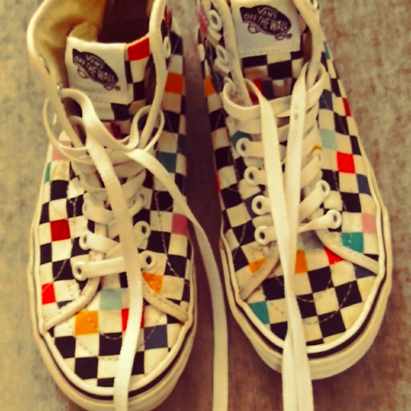 Vans | Shoes | Vans Checkered High Top Size 55 Preloved | Poshmark